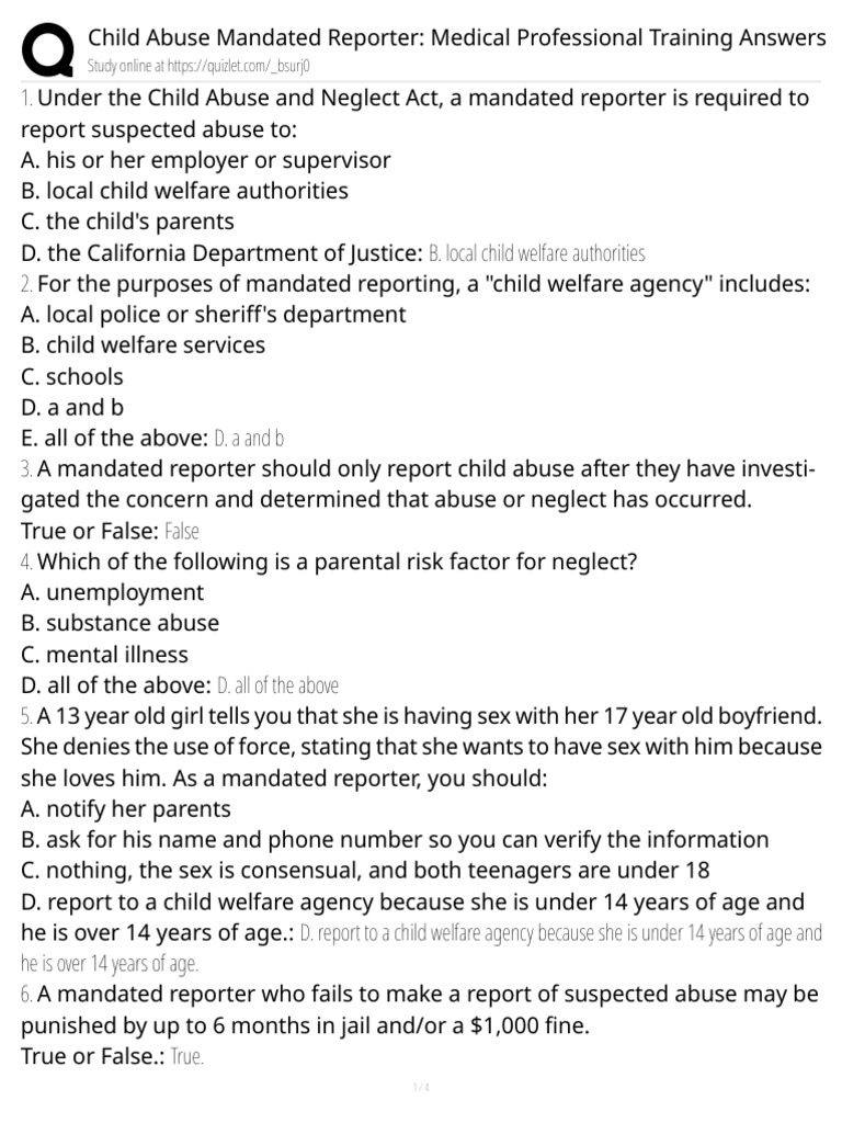 California Child Abuse Mandated Reporter Medical Professional Training ...