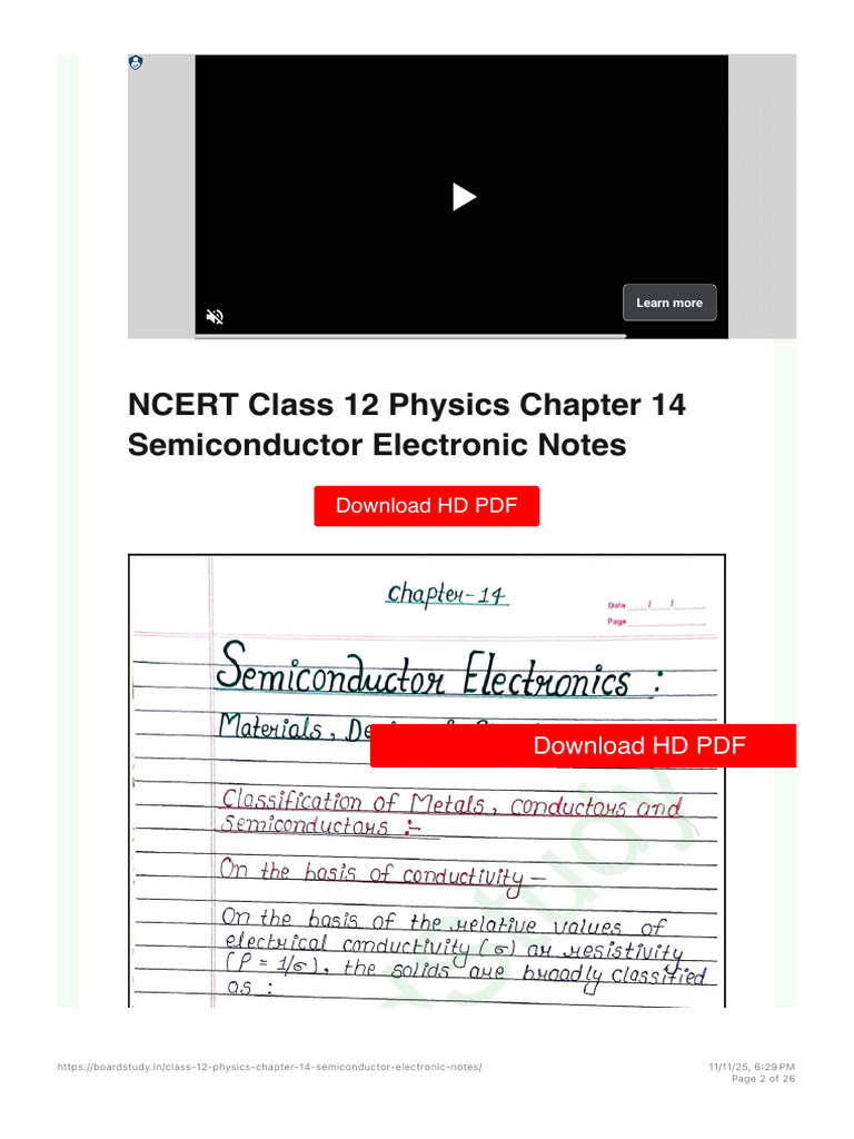 Class 12 Physics: Semiconductor Notes | PDF | Written Communication