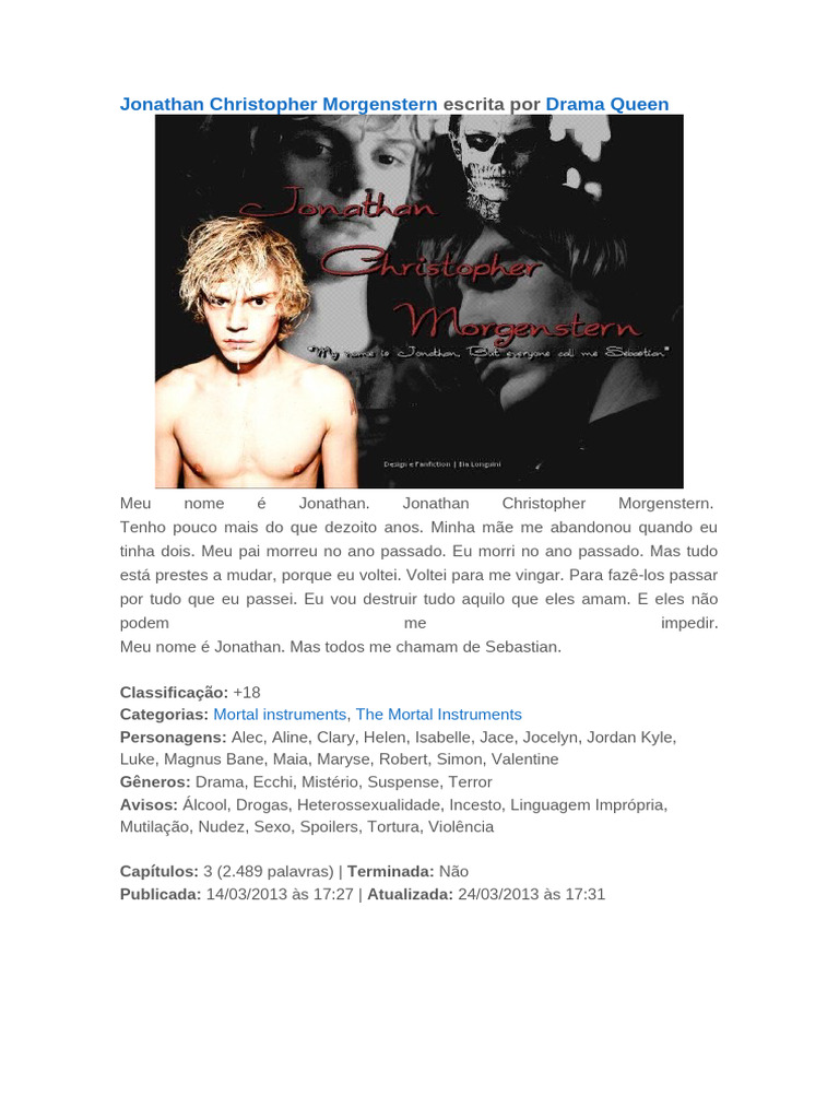 Vingança e Renascimento: Jonathan Morgenstern | PDF | Tempo | Os ...