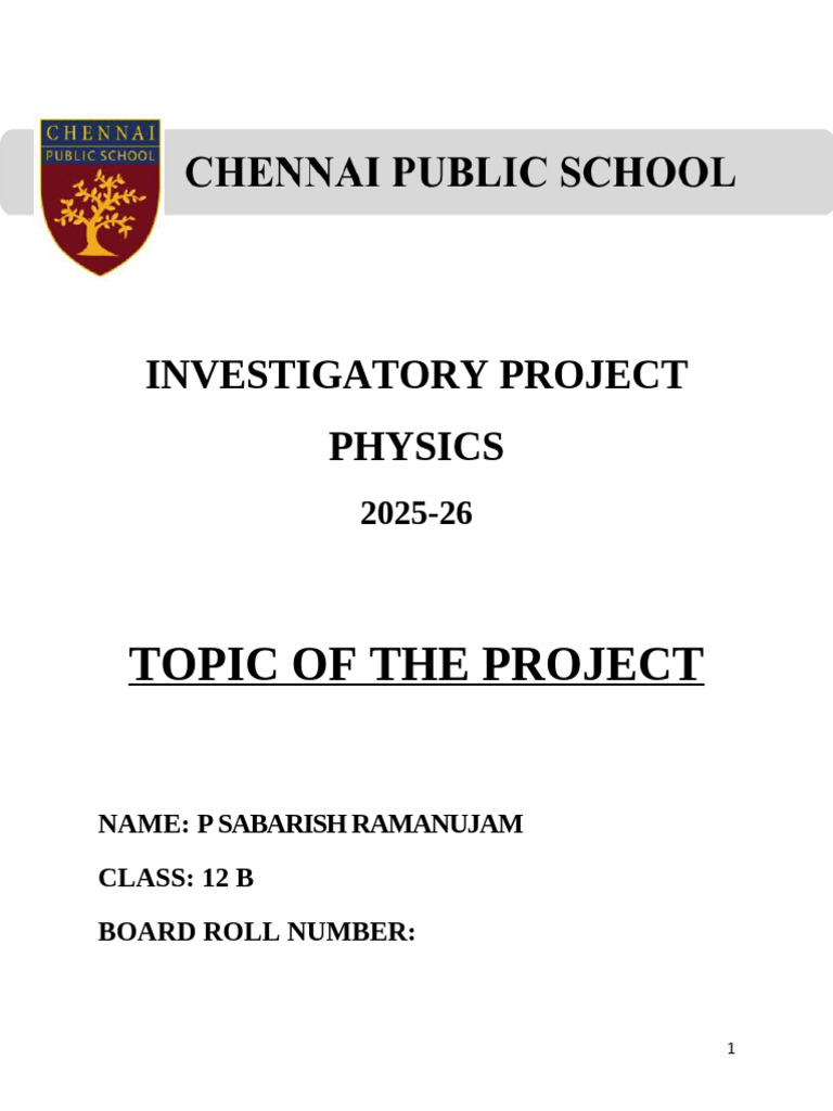 Physics Project First Page (1) | PDF