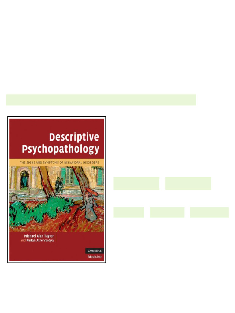 Descriptive Psychopathology The Signs and Symptoms of Behavioral ...