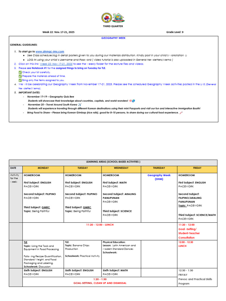 G9 Wk 22_ Nov. 17- 21, 2025.docx | PDF
