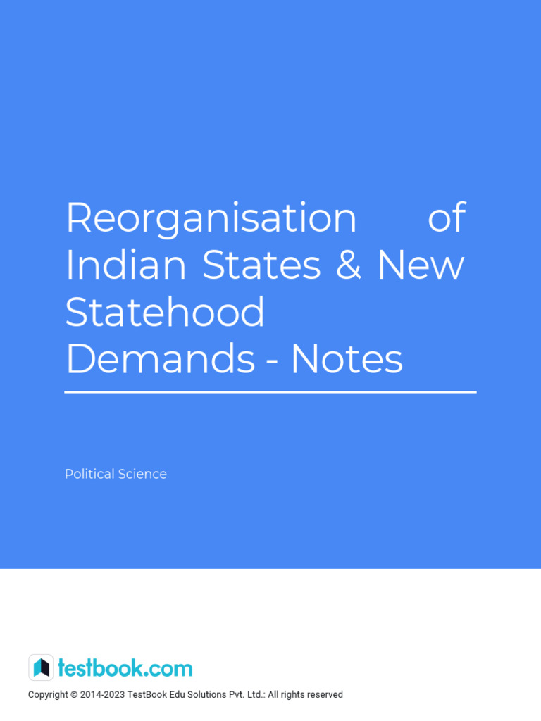 Indian States Reorganization Overview | PDF | Government Of India ...