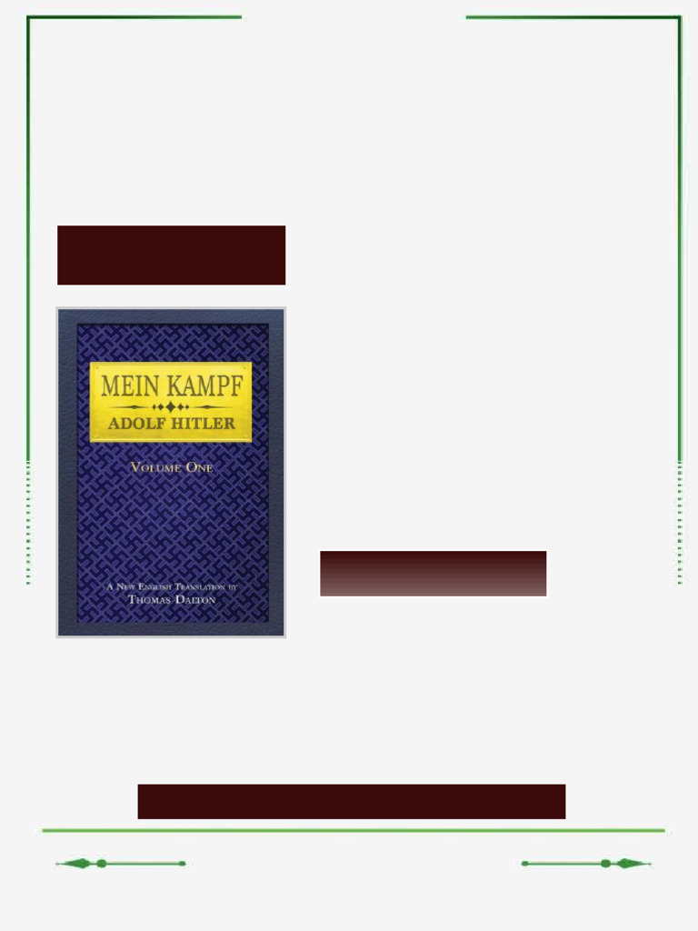 Mein Kampf Adolf Hitler Volume 1 Dalton Translation 1st Edition Thomas ...