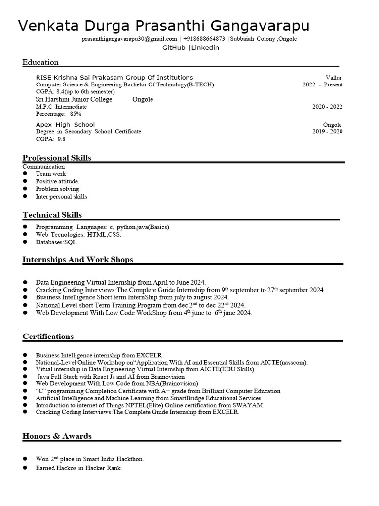 Prasanthi Resume Final | PDF