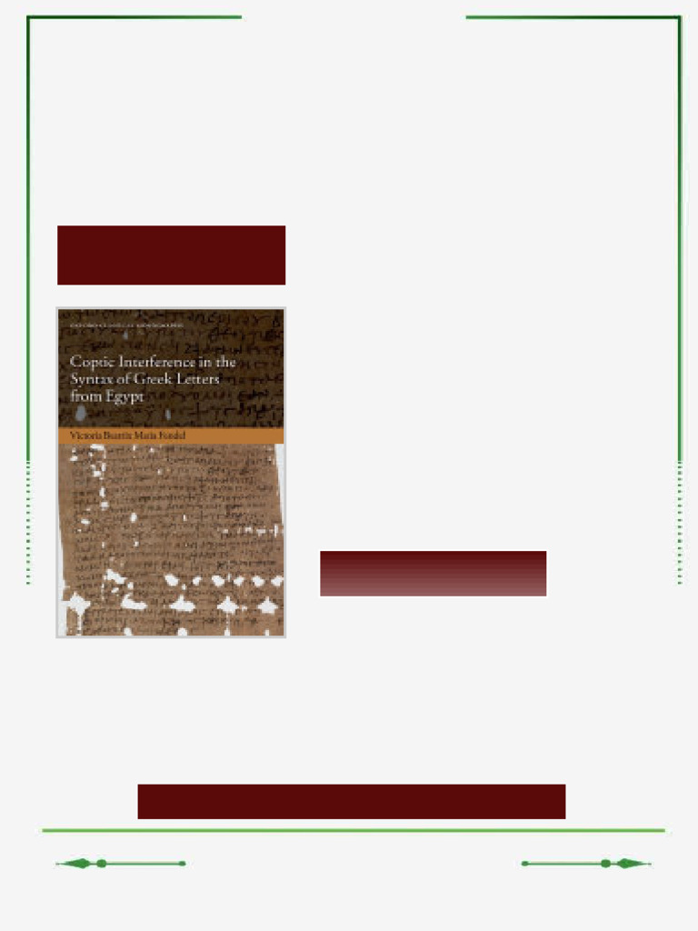 Coptic Interference in the Syntax of Greek Letters from Egypt Victoria ...