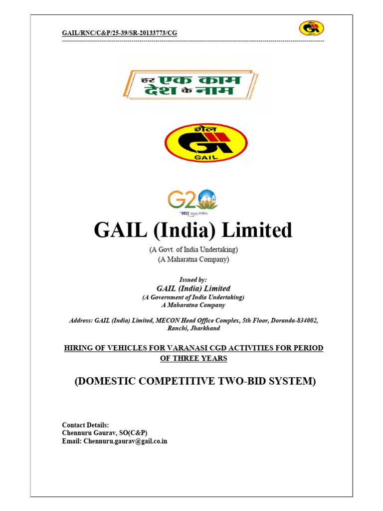 GAIL (India) Limited: (Domestic Competitive Two-Bid System) | PDF ...