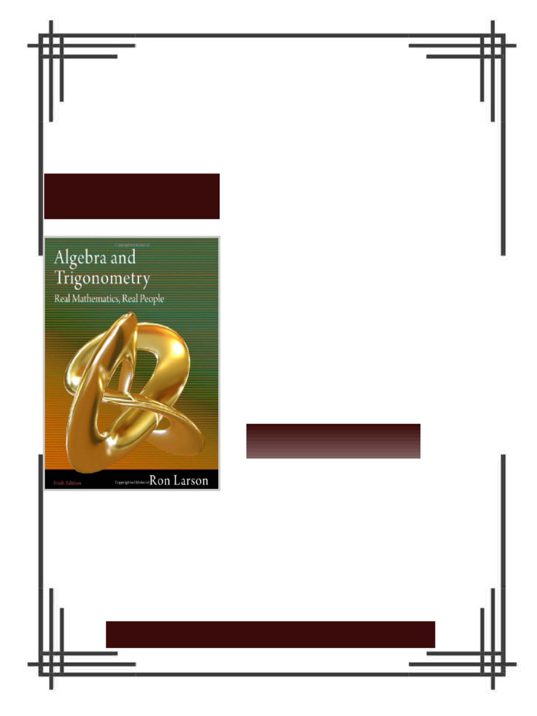 Algebra and Trigonometry Real Mathematics Real People 6th Edition Ron ...
