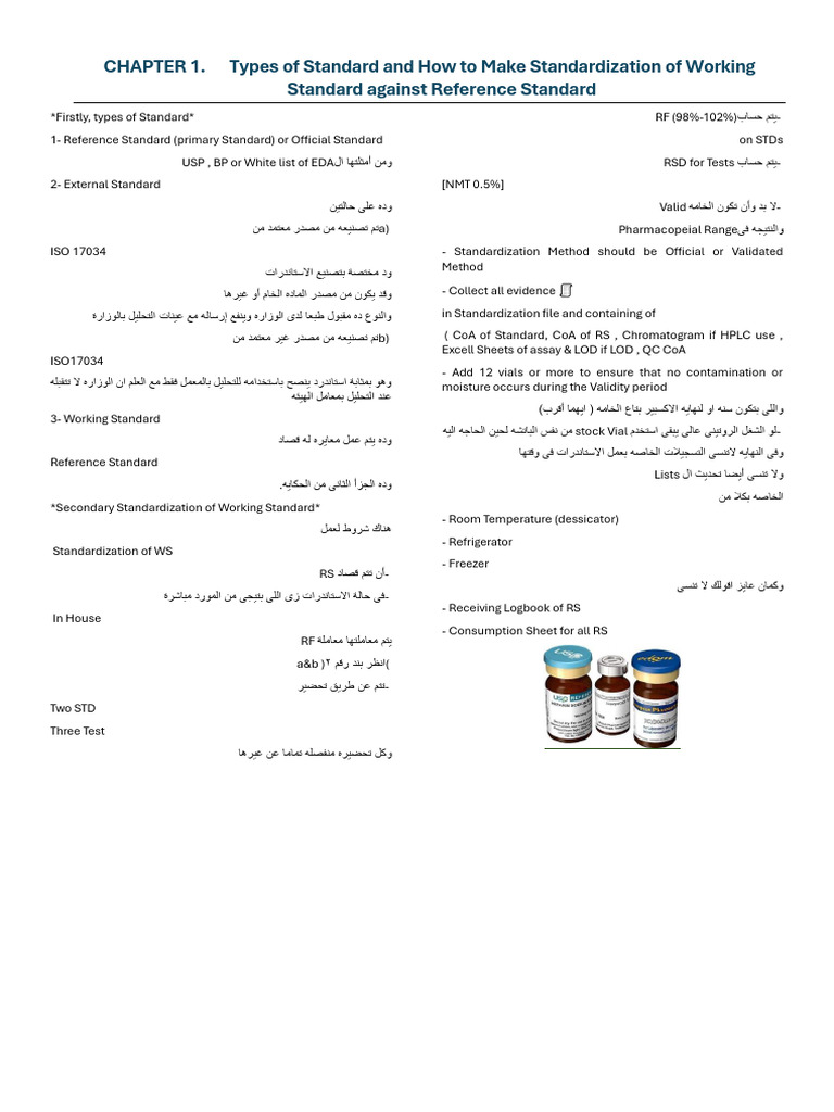 Types of Standard and How To Make Standardization of Working Standard ...
