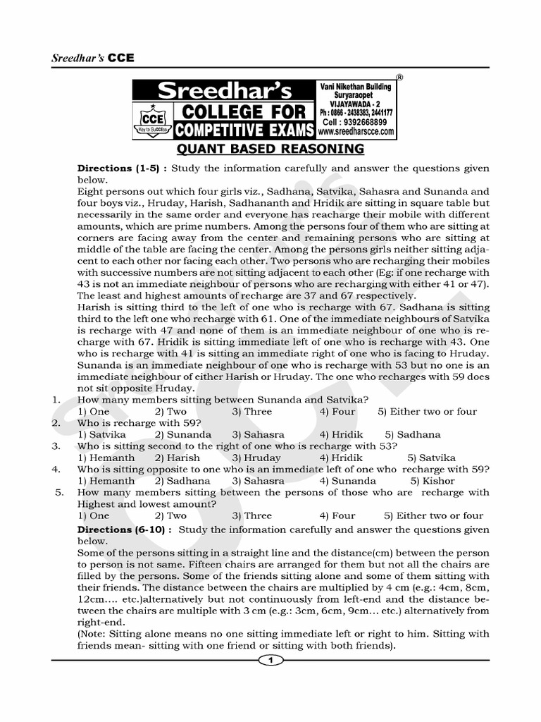 Online Class Reasoning - Quant Based Reasoning | PDF