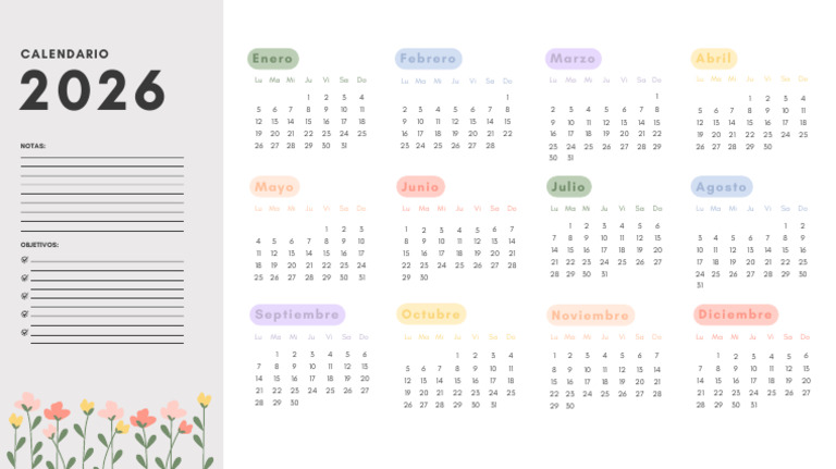 Calendario 2026: Meses y Días | PDF