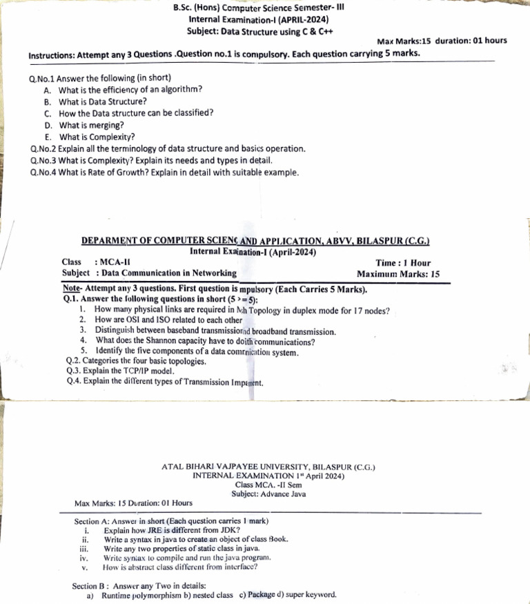 MCA - 2nd Semester Question Paper | PDF
