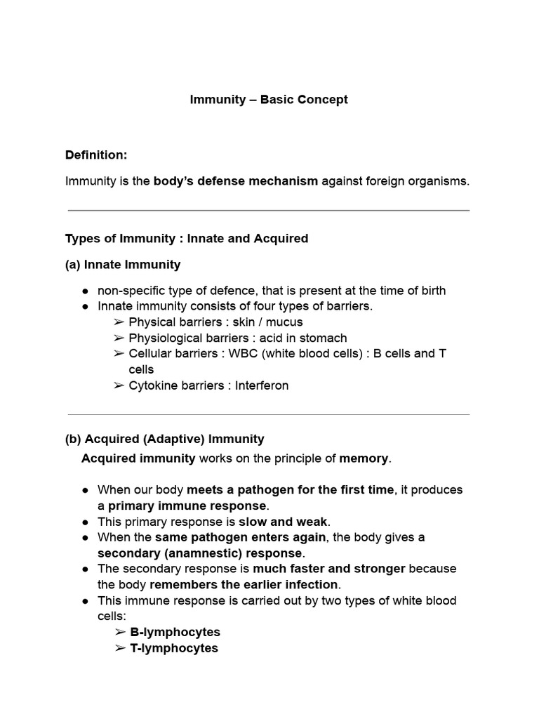 Copy of Immunity – Basic Concept | PDF | Immune System | Vaccines