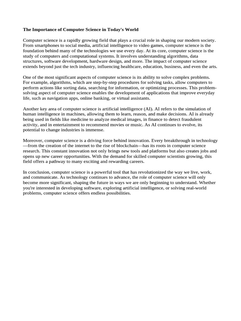 The Role of Computer Science Today | PDF