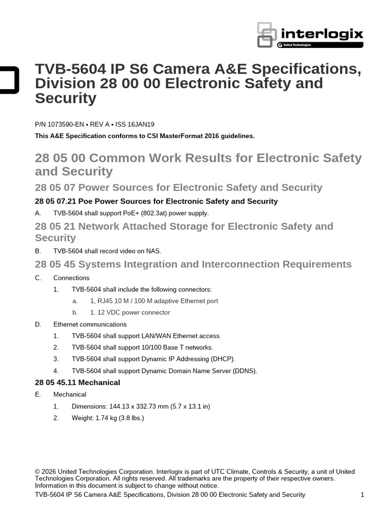 1073590a TVB 5604 Camera A and e Specifications | PDF | Computer ...