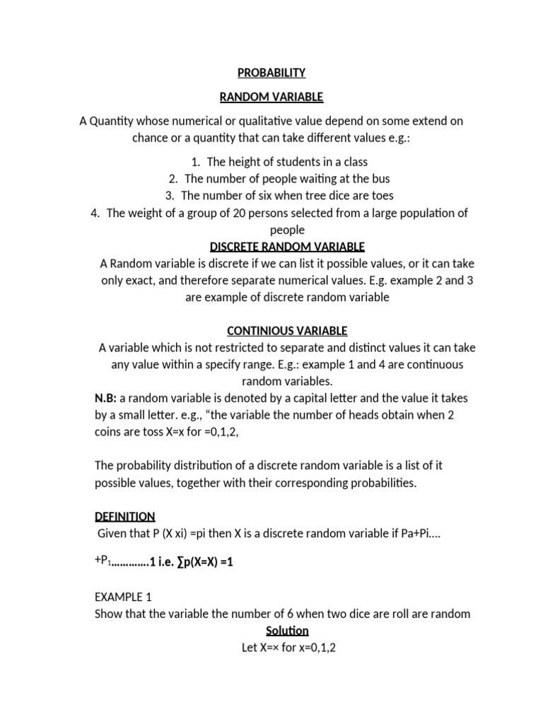 Probability | PDF | Probability Distribution | Variable (Mathematics)