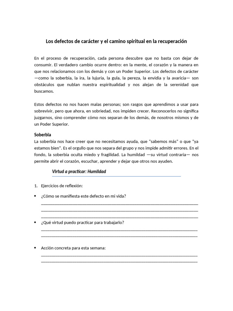 Defectos de Caracter y Espiritualidad | PDF | Ira | Envidia