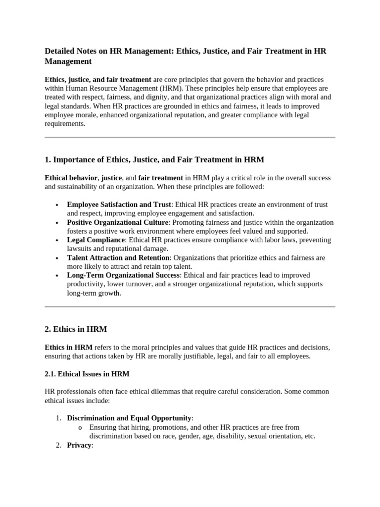 Ethics, Justice, and Fair Treatment | PDF | Human Resource Management ...