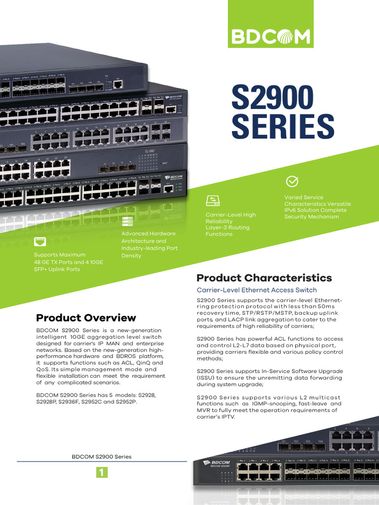 BDCOM-S2900-Series-Datasheet | PDF | Computer Network | I Pv6