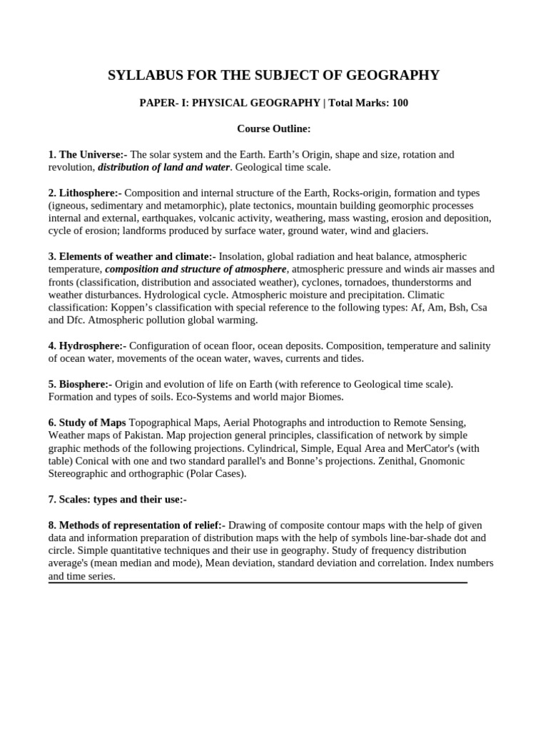 Geography Optional Course Contents PMS | PDF | Earth | Oceans