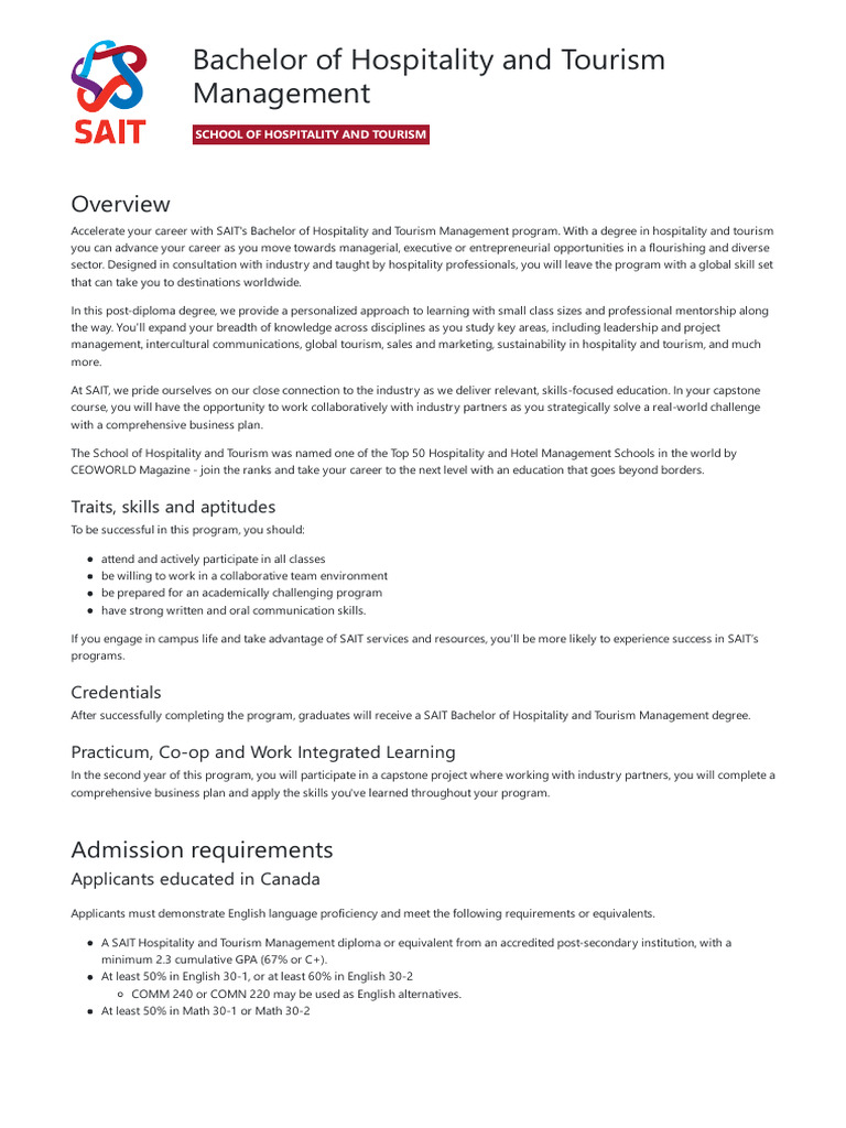 Bachelor of Hospitality Management Degree | PDF | Tourism | Textbook