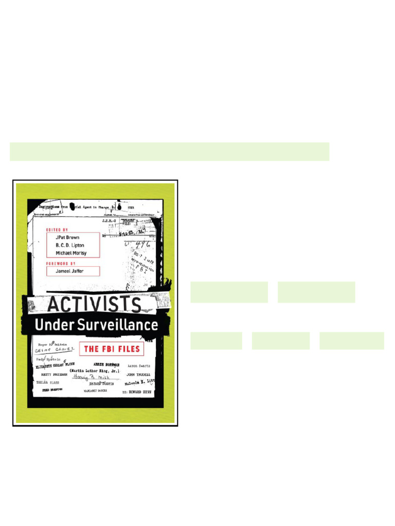Activists Under Surveillance The FBI Files 1st Edition Edition J ...