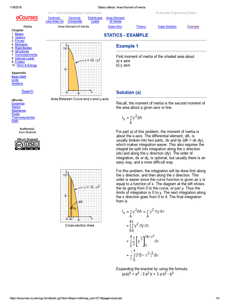 Statics EBook_ Area Moment of Inertia | PDF | Integral | Mechanics