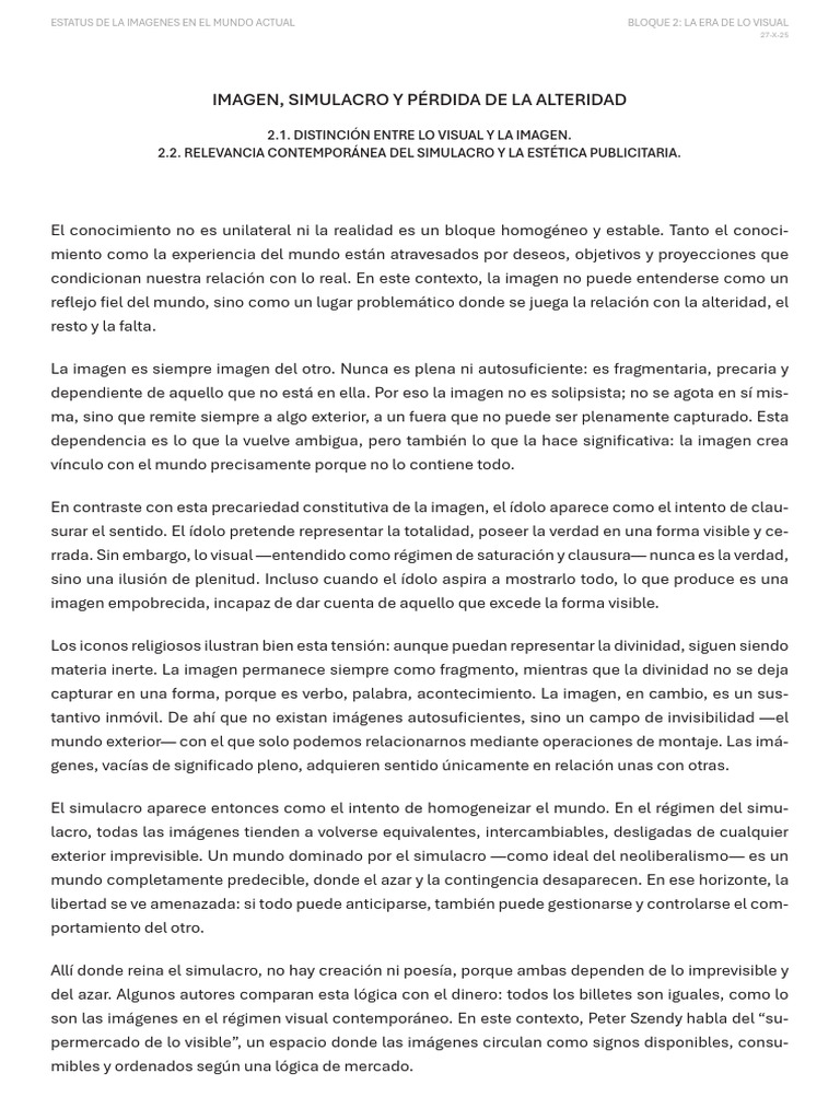 La Imagen en la Era Visual Actual | PDF | Experiencia | Verdad