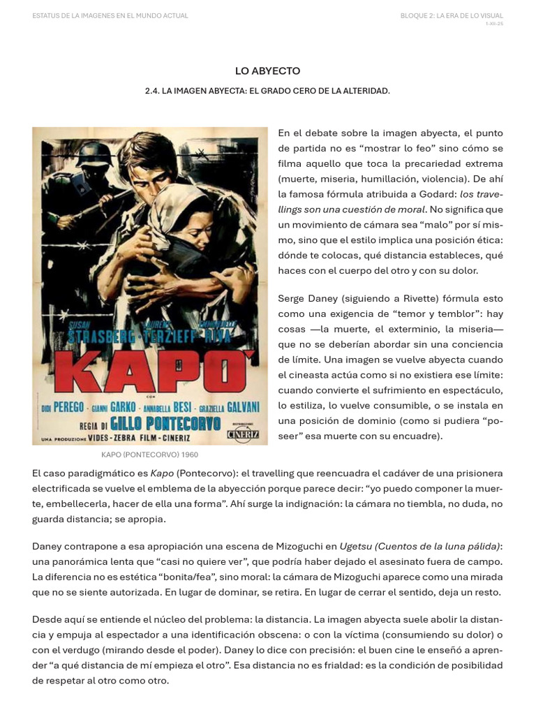 TEMA 2 - La era de lo visual - CLASE 10 - LO ABYECTO | PDF | Asco