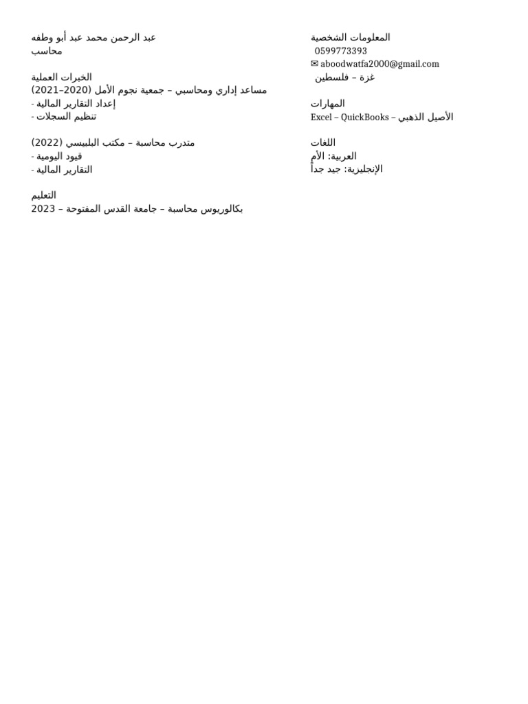 CV Arabic Advanced | PDF