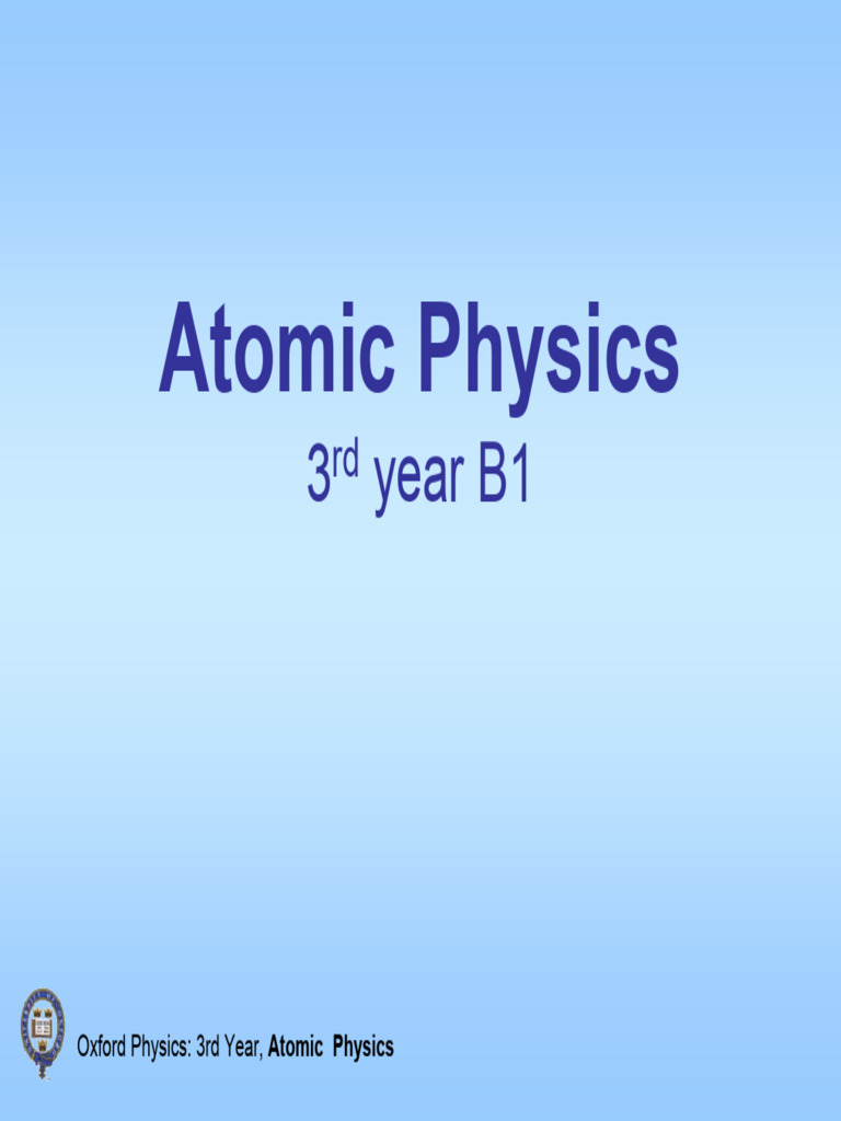 Atomic Physics Lecture PPT Slides 1_8(2) | PDF | Absorption ...