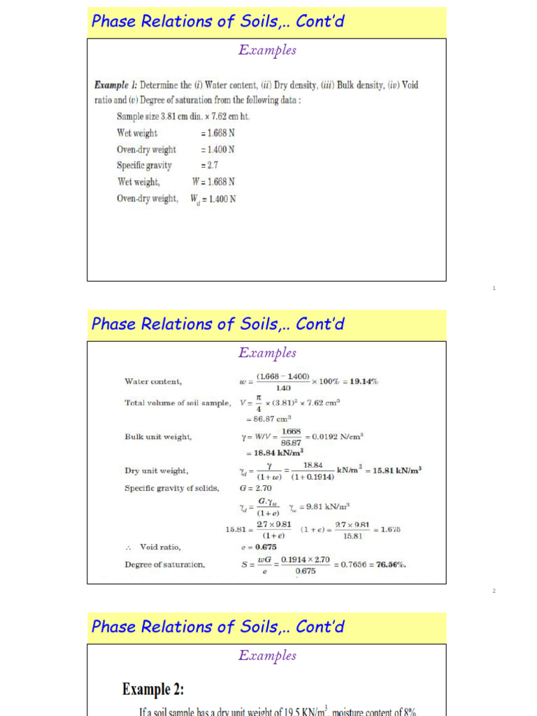 Examples on Chapter 2- On Soil Phase | PDF