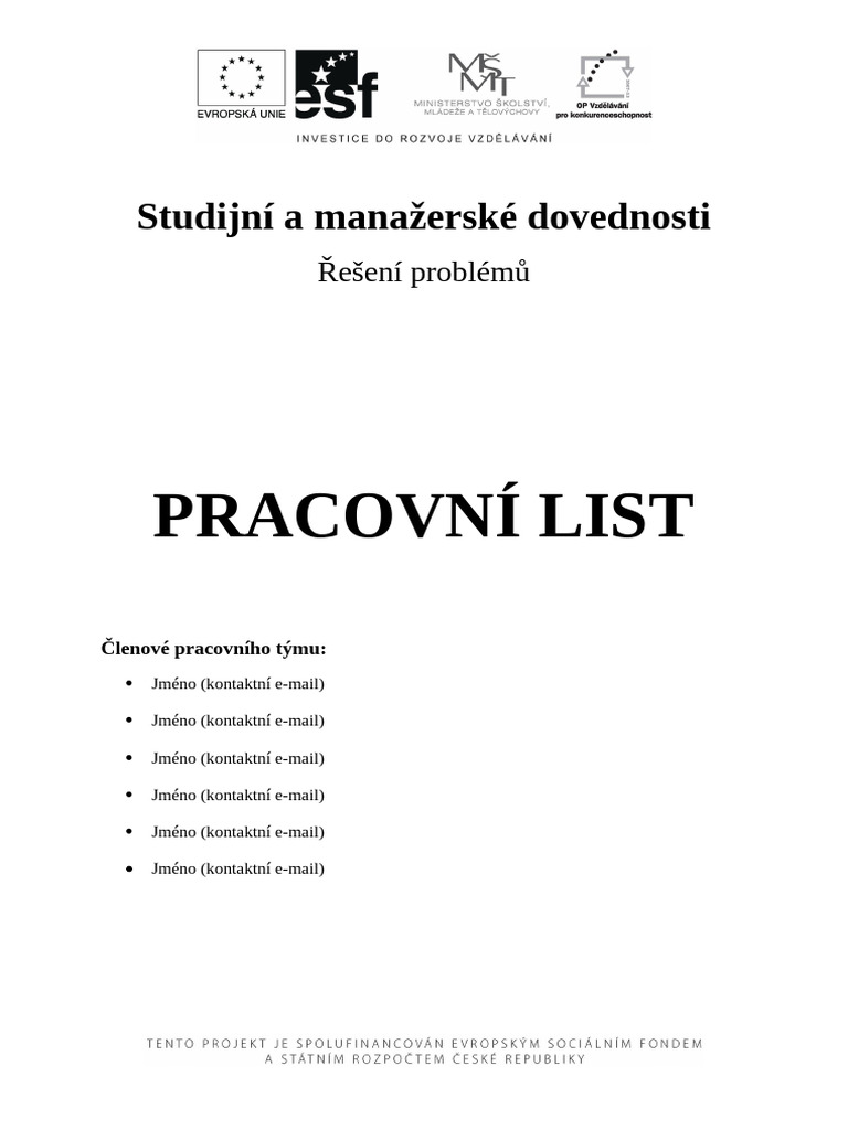 61SMD0 RP Pracovni List PS | PDF