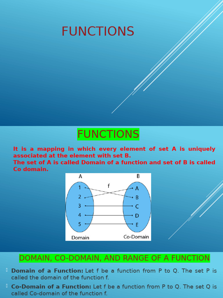 Understanding Functions: Domain, Co-Domain, Range | PDF