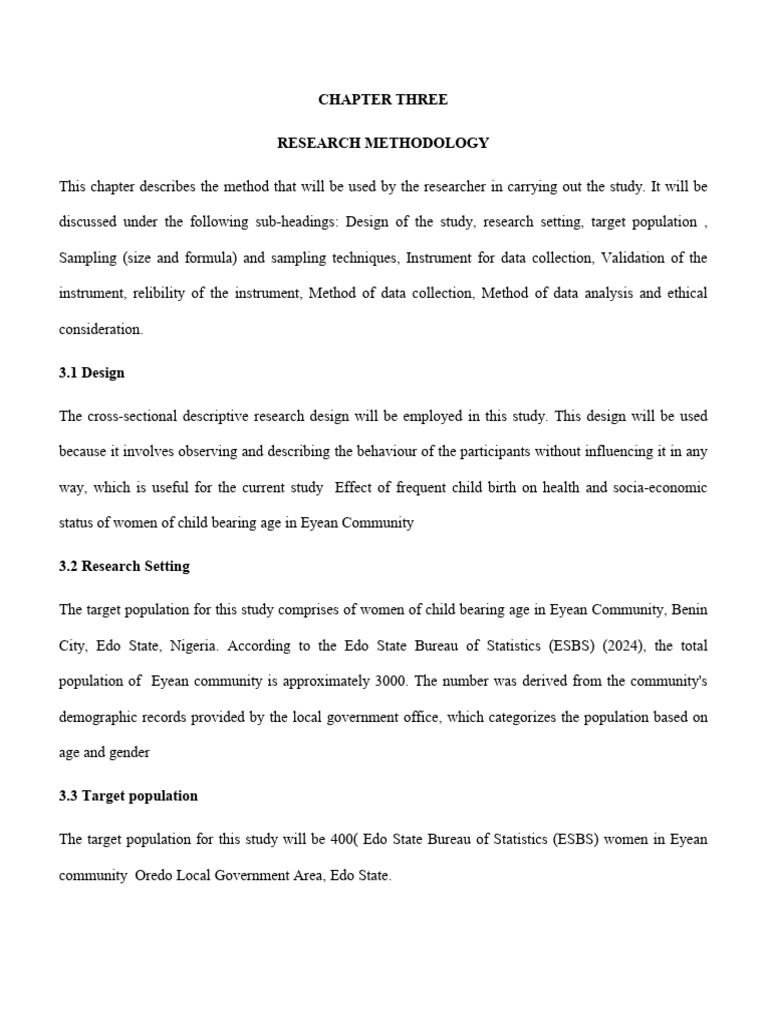 CHAPTER THREE | PDF | Survey Methodology | Sampling (Statistics)