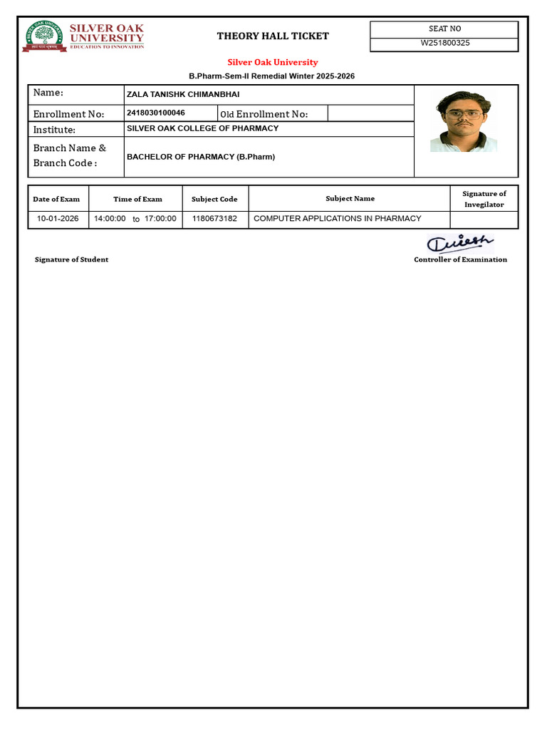 Hall Ticket | PDF