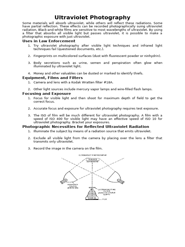 Ultraviolet Photography Techniques Guide | PDF