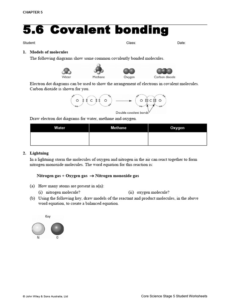 Covalent Bonding Worksheets for Students | PDF