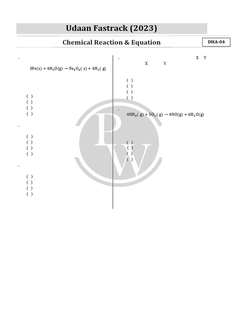 Chemical Reactions Quiz and Answers | PDF | Redox | Rust
