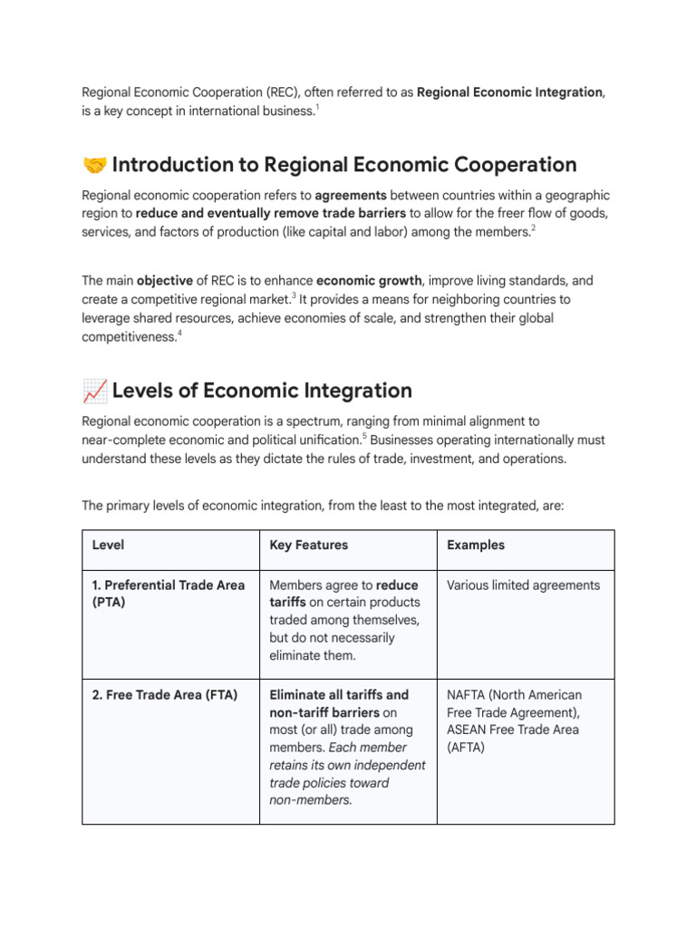 Understanding Regional Economic Cooperation | PDF | Economic ...
