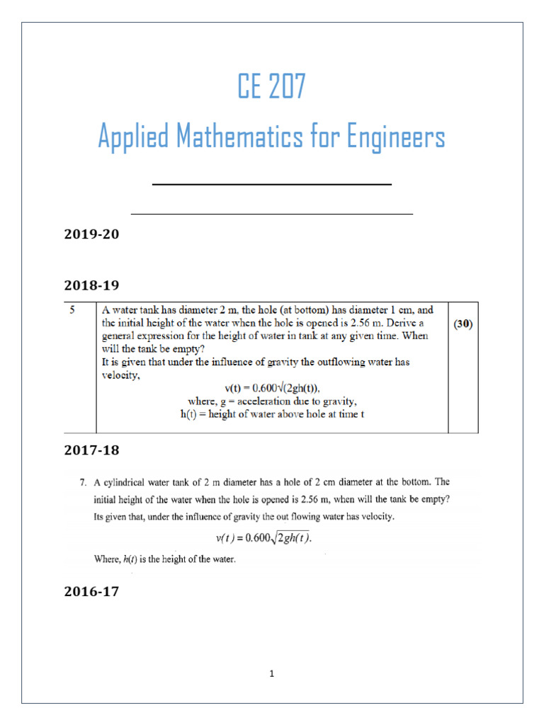 CE 207 ODE TF Q Analysis | PDF