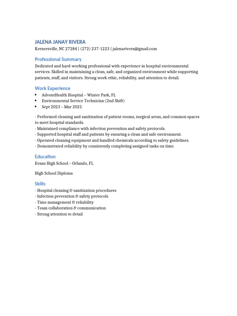Jalena Rivera Resume | PDF