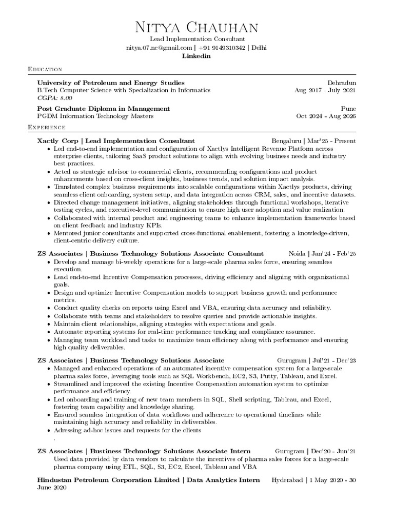 Nitya Resume | PDF | Sql | Customer Relationship Management