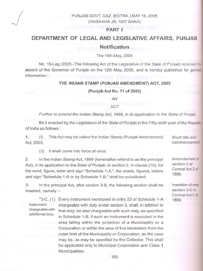 Amendment To The Indian Stamp Act, 1899 Through The Finance Act, 2006 | PDF
