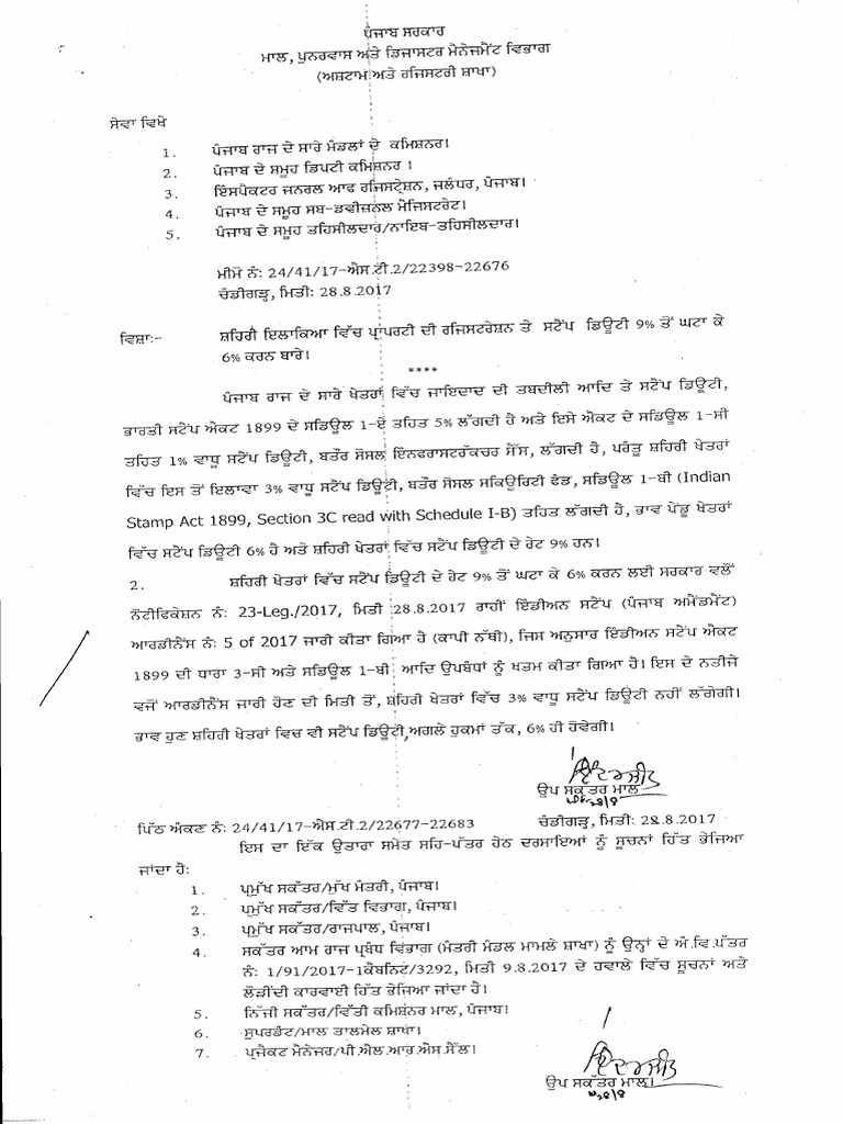 Punjab Stamp Act Amendment 2017 | PDF | Statutory Law | Legal Documents