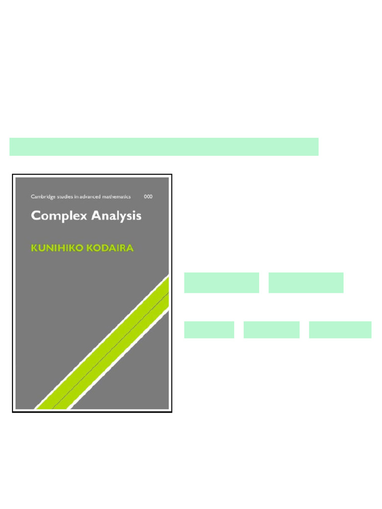 Complex Analysis 1, Fourth printing 2008 Edition Kunihiko Kodaira ...