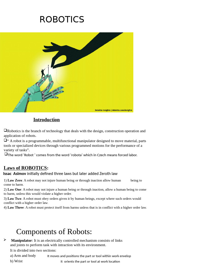 Understanding Robotics and Its Components | PDF | Rotation | Kinematics