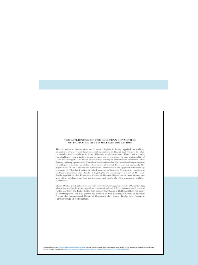 The Application Of The European Convention On Human Rights To Military ...