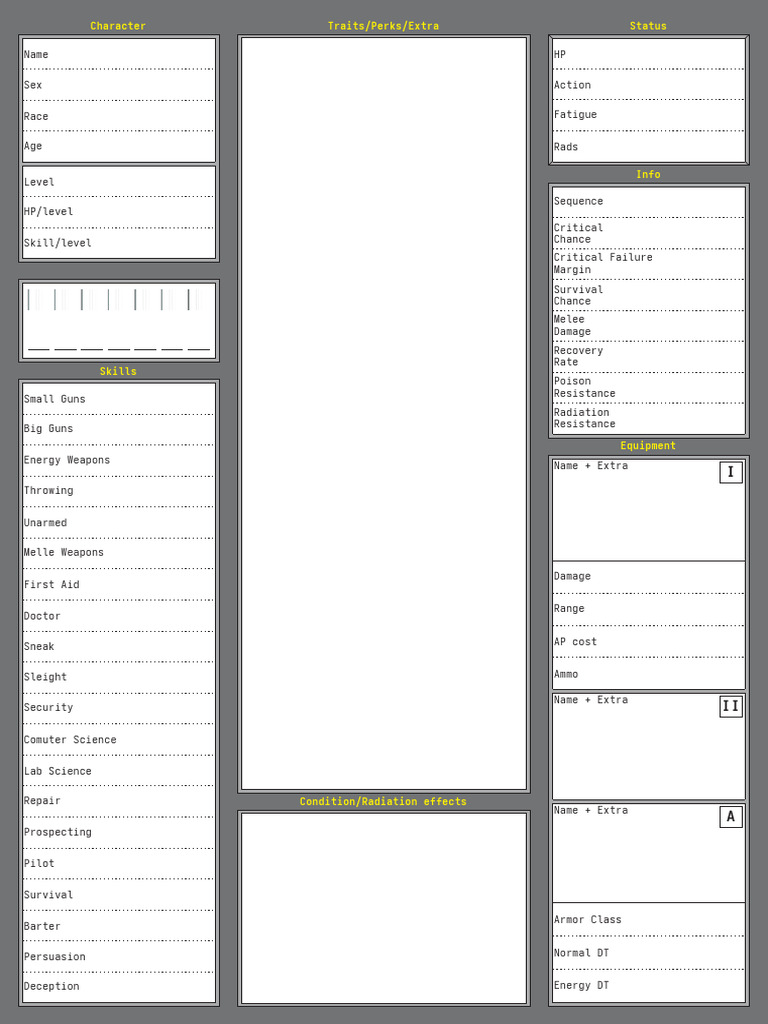 Character Sheet Monochrome | PDF
