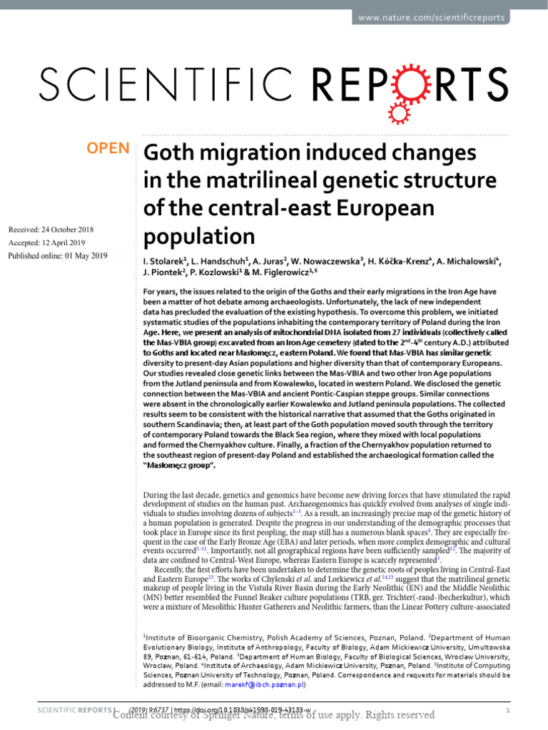 Goth Migration Induced Changes in the Matrilineal | PDF